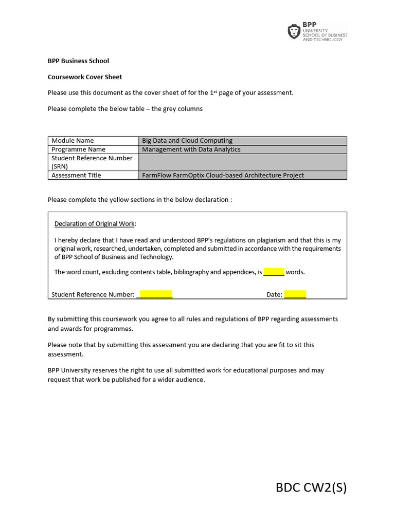 Big Data and Cloud Summative Assessment Brief CW2 | PDF | Internet Of Things | Technology ...