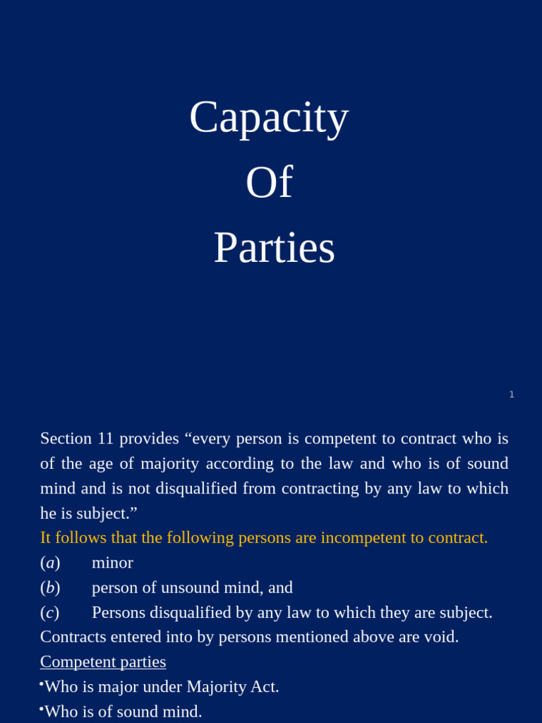 Capacity of Parties | PDF