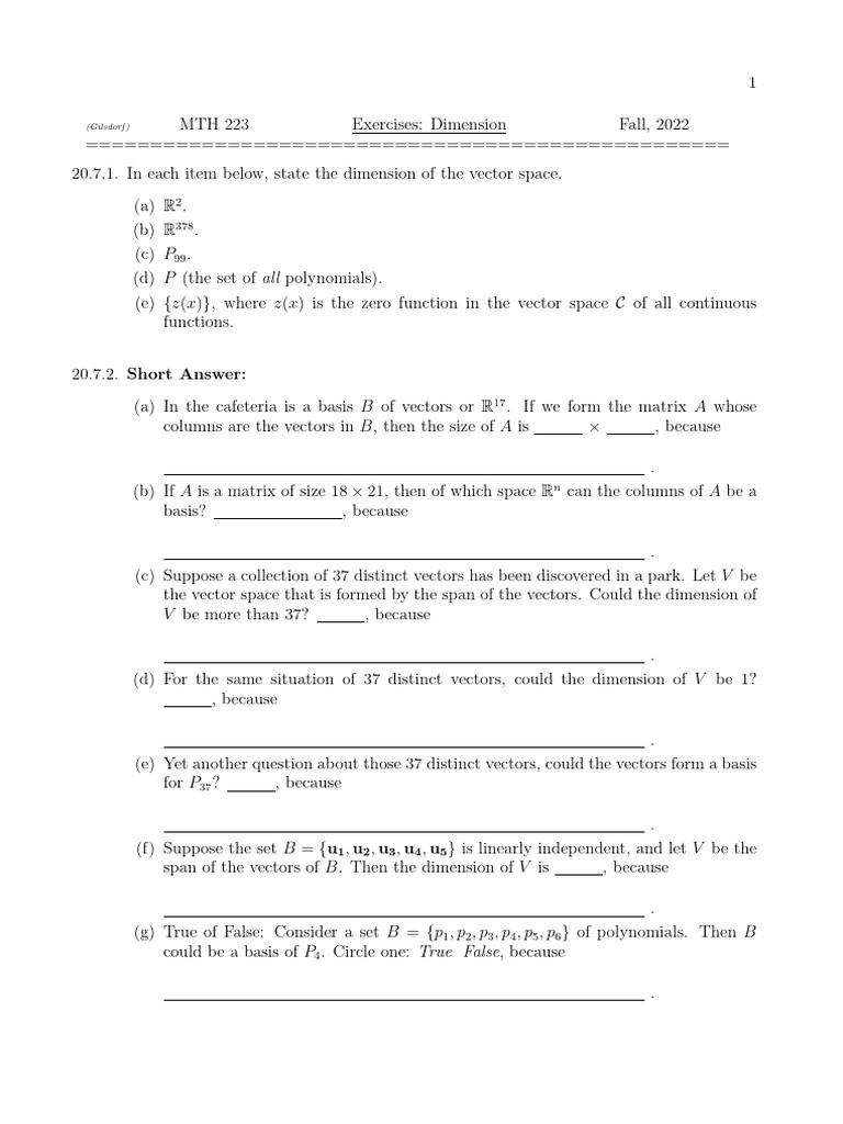 20.7 Dimension Exercises | PDF