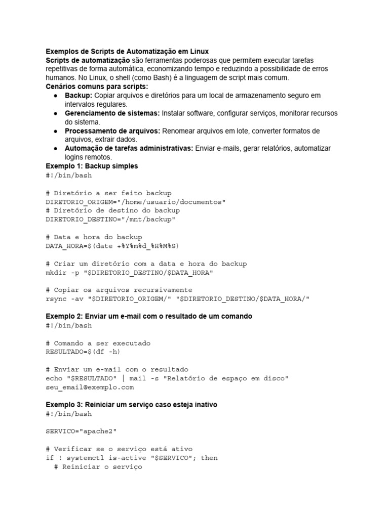 Exemplos de Scripts de Automatização | PDF | Linguagem de script | Arte