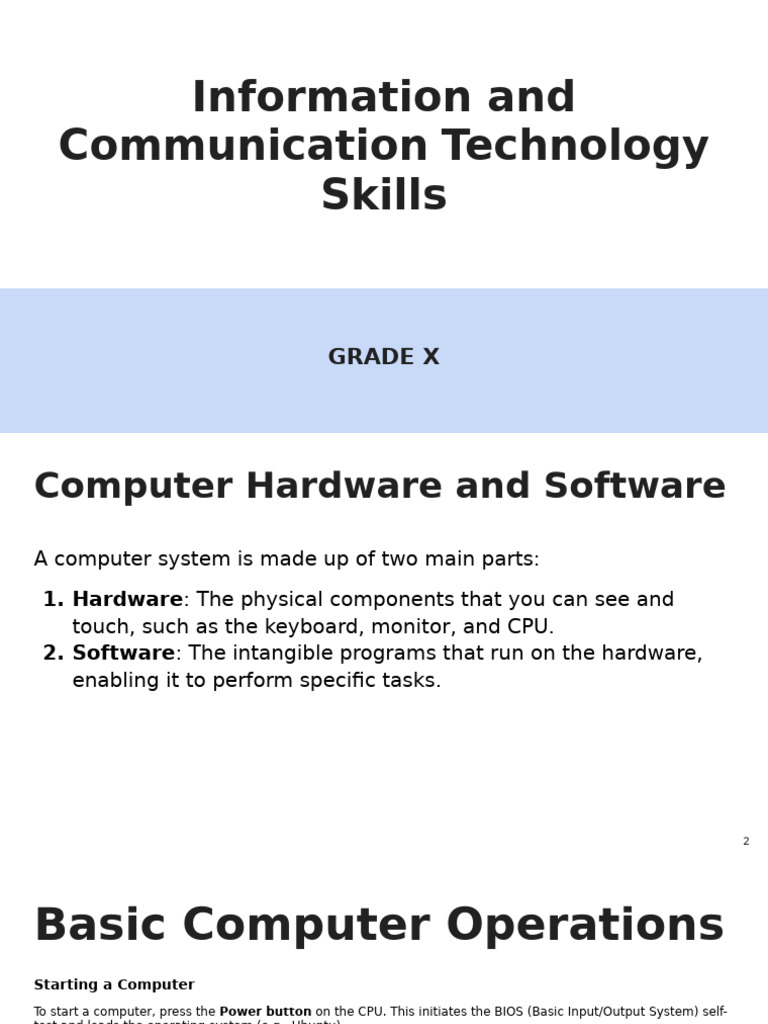 Information and Communication Technology Skills | PDF