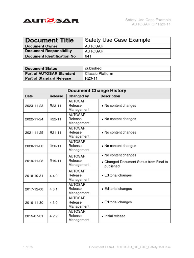 AUTOSAR CP EXP SafetyUseCase | PDF