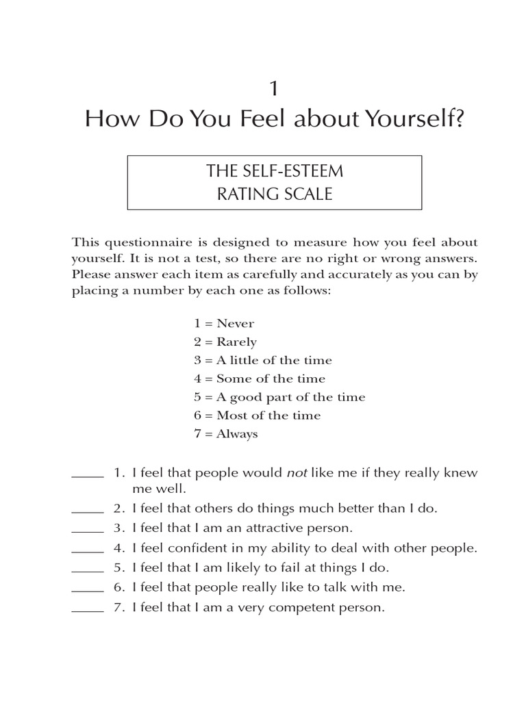 Self-Esteem Scale - Only | PDF