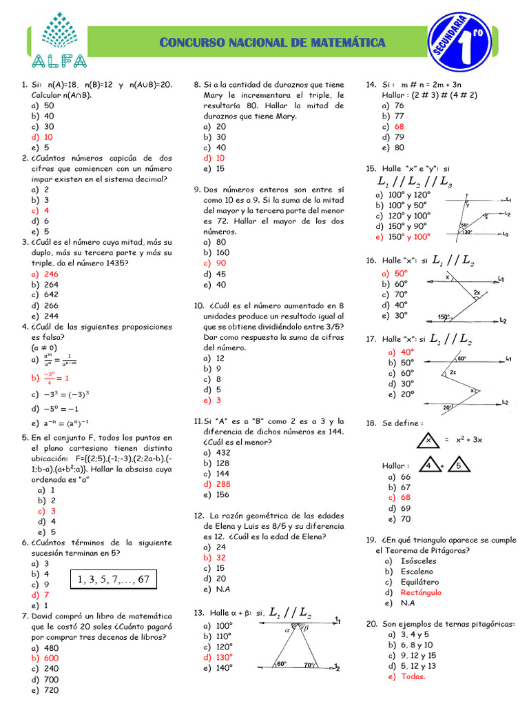 Grupo Alfa - Matemática Secundaria | PDF