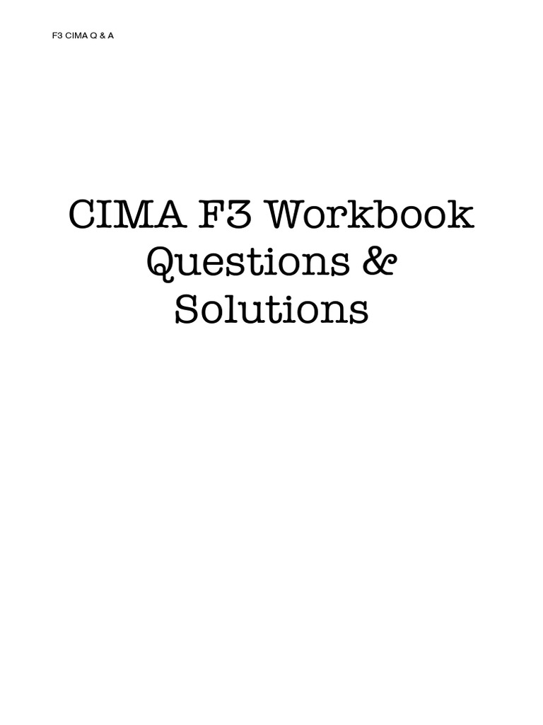 Cima f3 Workbook Q & A Rca PDF | PDF