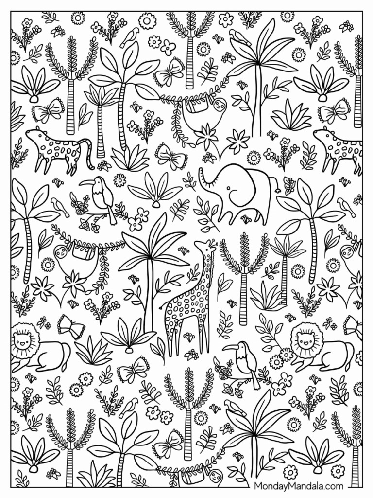 Wildlife Pattern With Elephants Birds and Cheetahs | PDF