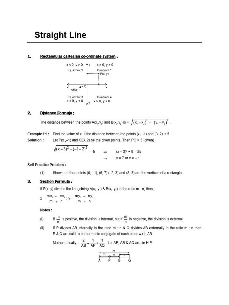 Straight Line Theory & Sol. | PDF | Triangle | Line (Geometry)