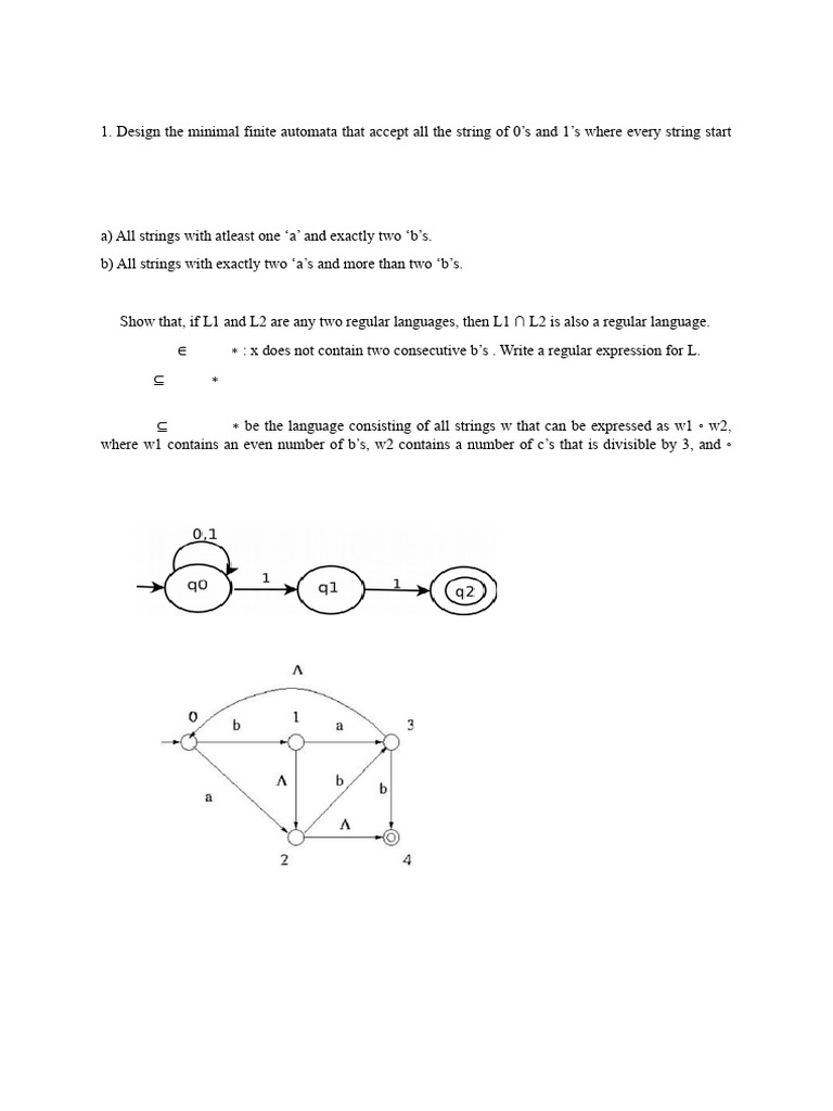 Automata - Assignment 1 | PDF