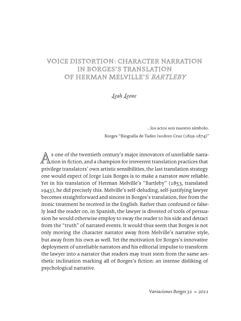 Leone, Voice of Distortion - Character Narration in Borges's ...