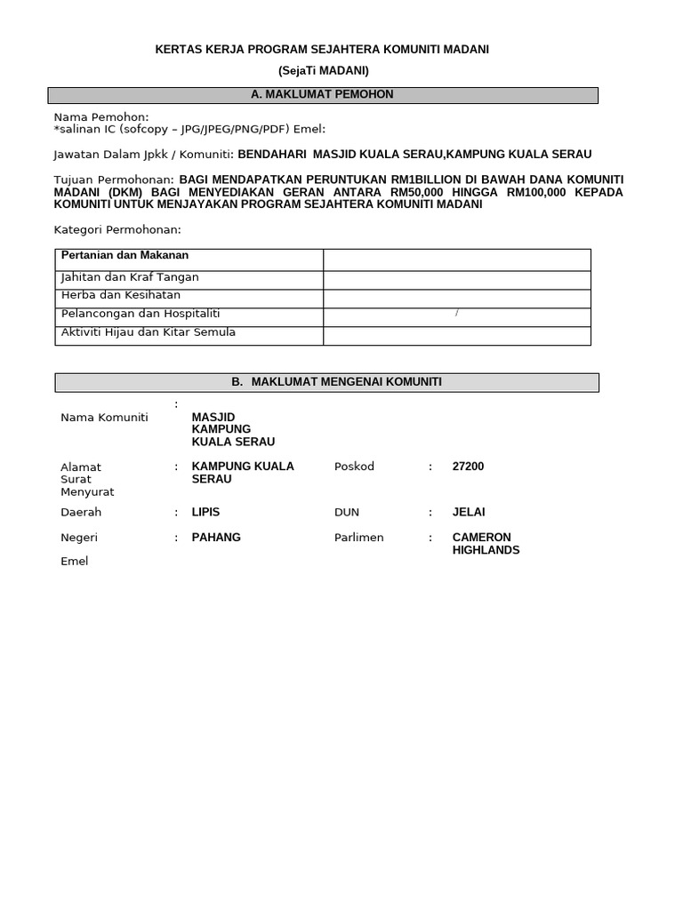 Kertas Kerja Program Sejahtera Komuniti Madanin Masjid 4 | PDF