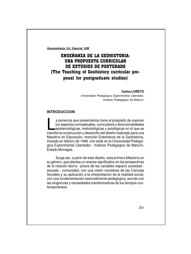 Ensenanza de La Geohistoria Una Propuest | PDF