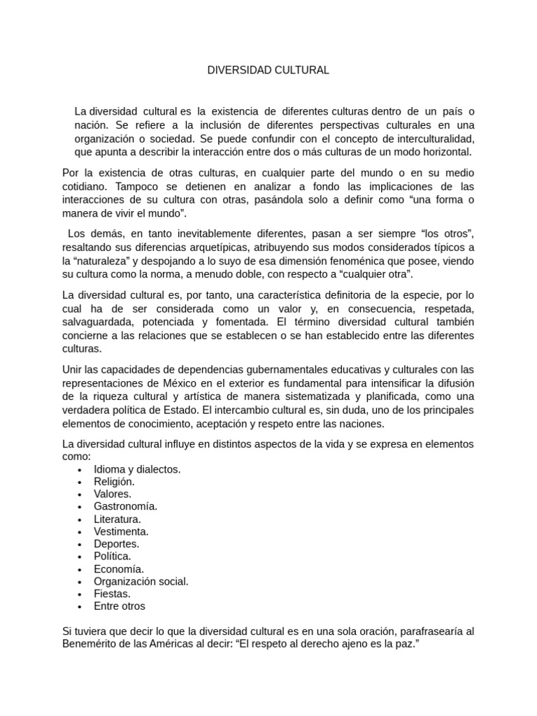 Diversidad Cultural | PDF