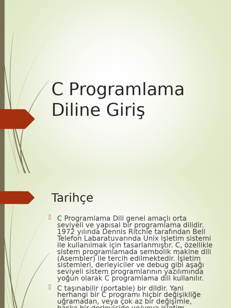 C Programlama Diline Giriş | PDF
