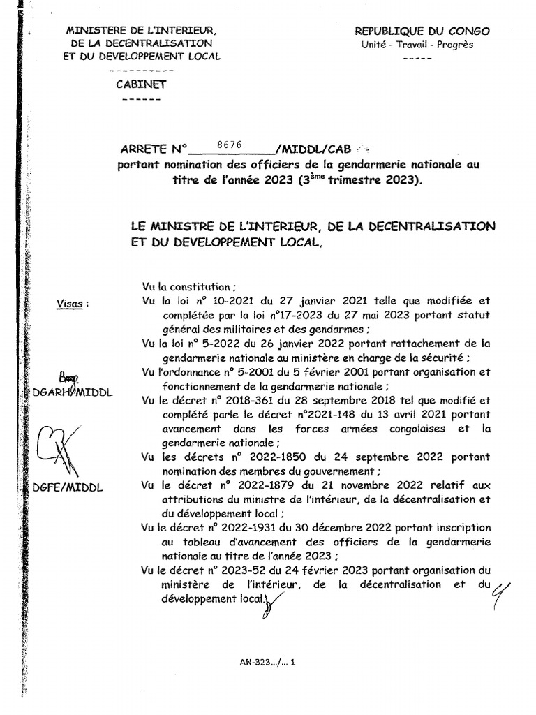 Congo Arrete 2023 8676 | PDF