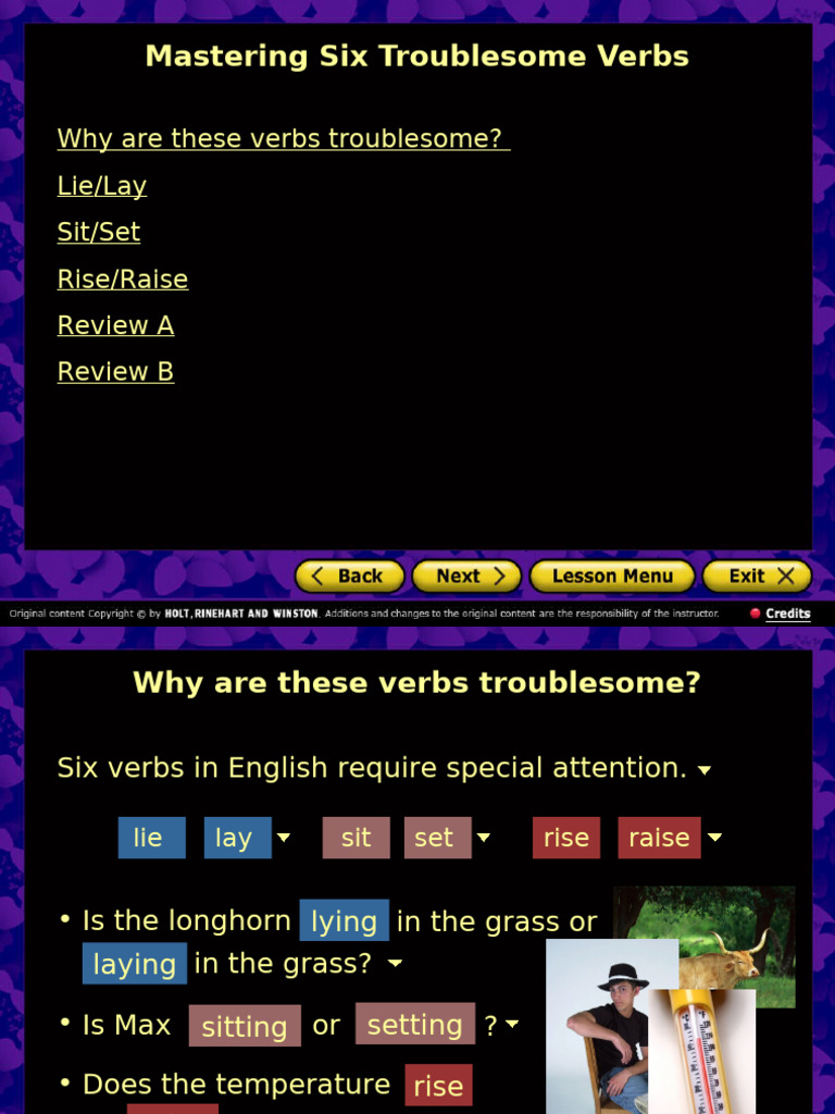 Six Troublesome Verbs | PDF | Verb | Grammar