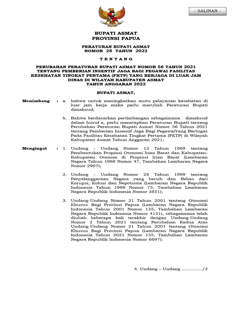 Perbup Nomor 28 Tahun 2022 | PDF