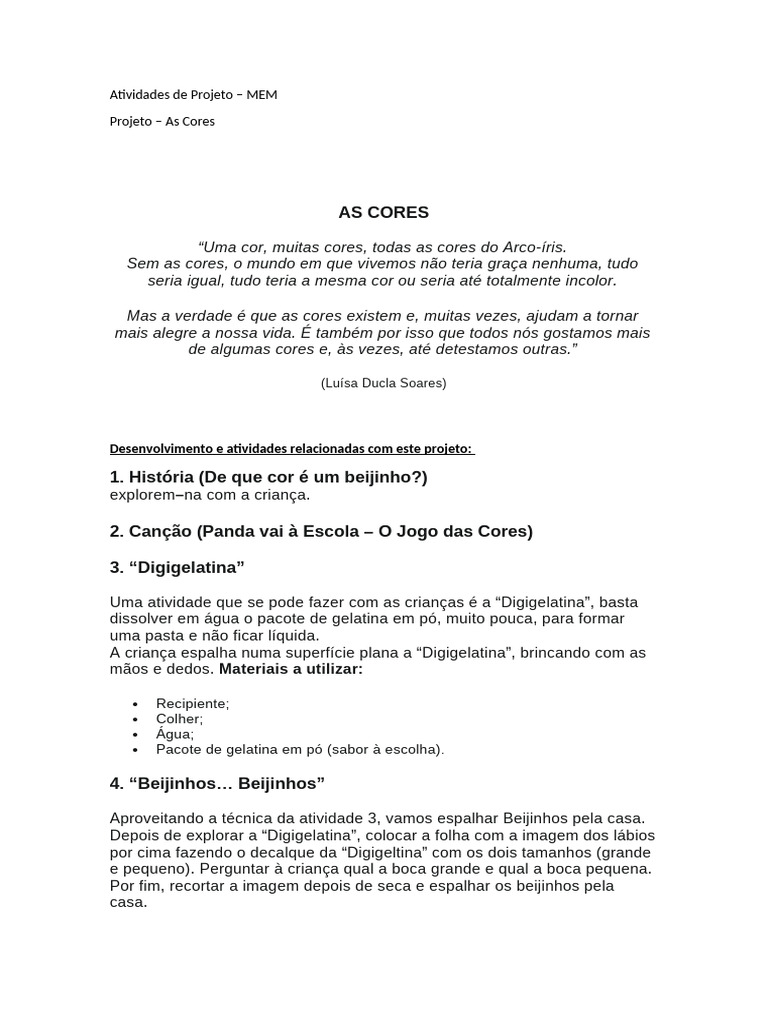 Atividades de Projeto - Projeto 1 | PDF