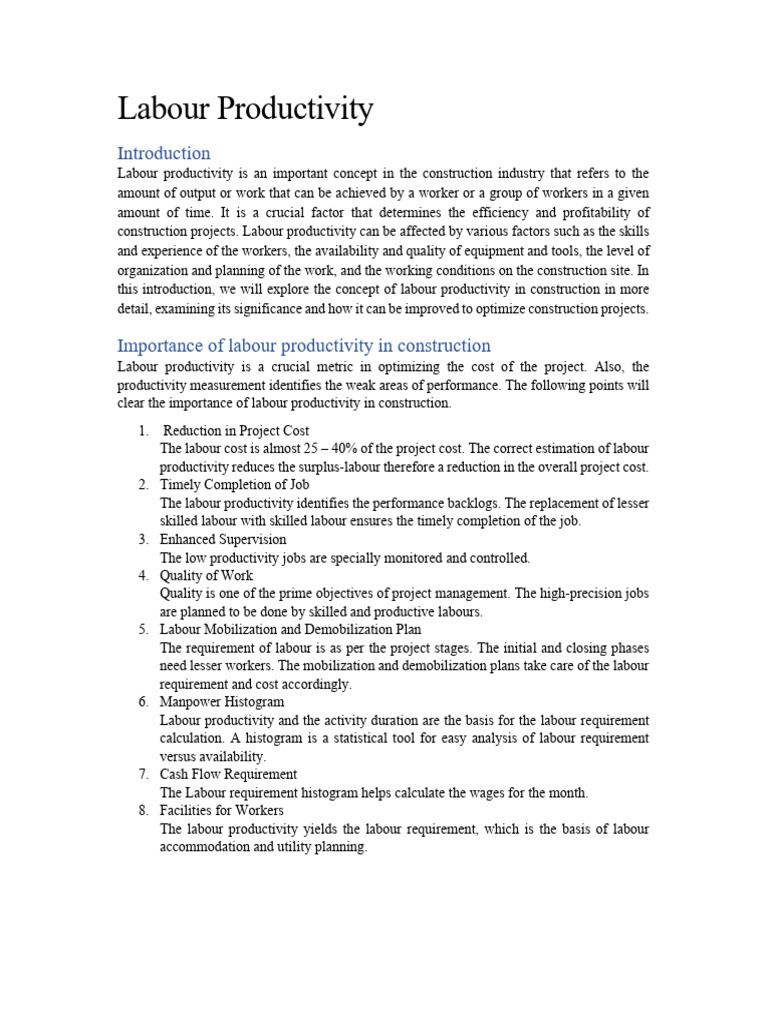 Labour Productivity | PDF | Sampling (Statistics) | Labour Economics