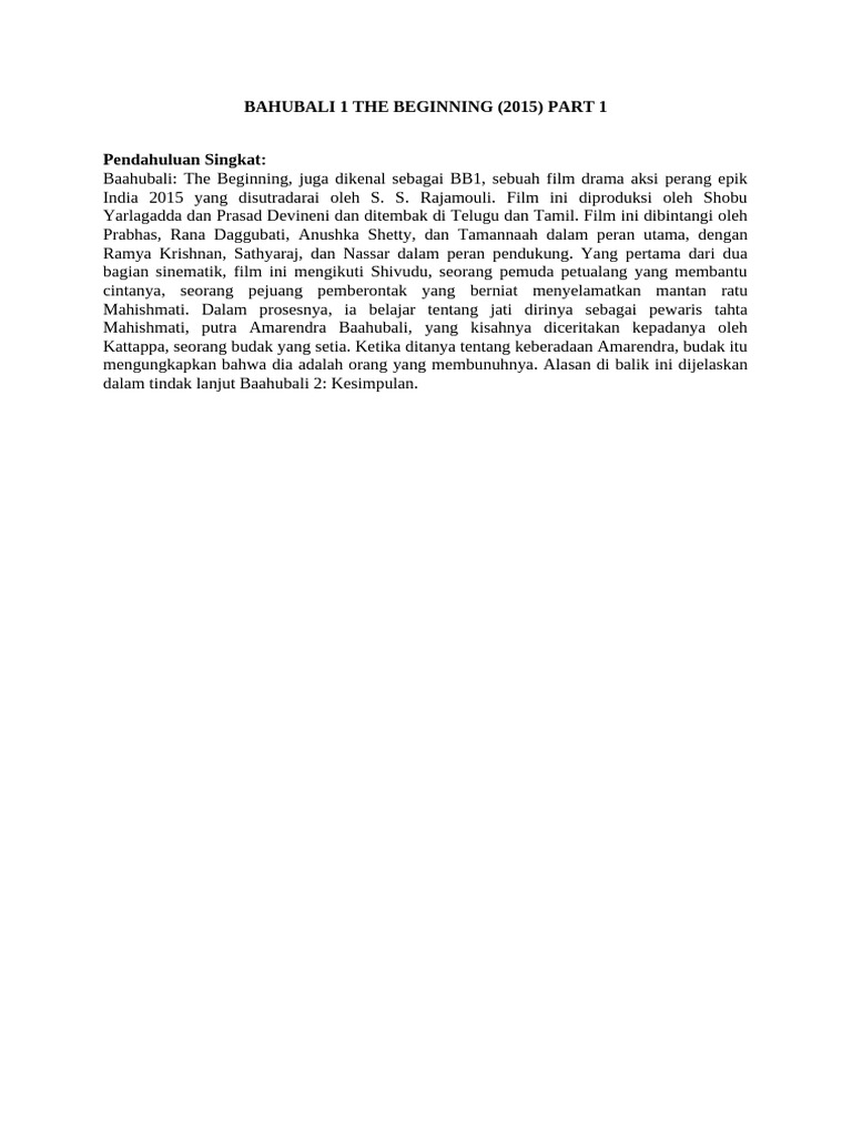 Bahubali 1 The Beginning | PDF