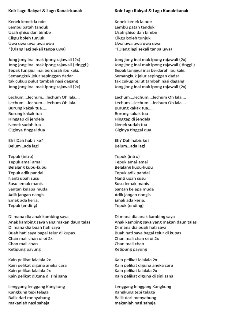 Koir Lagu Rakyat | PDF