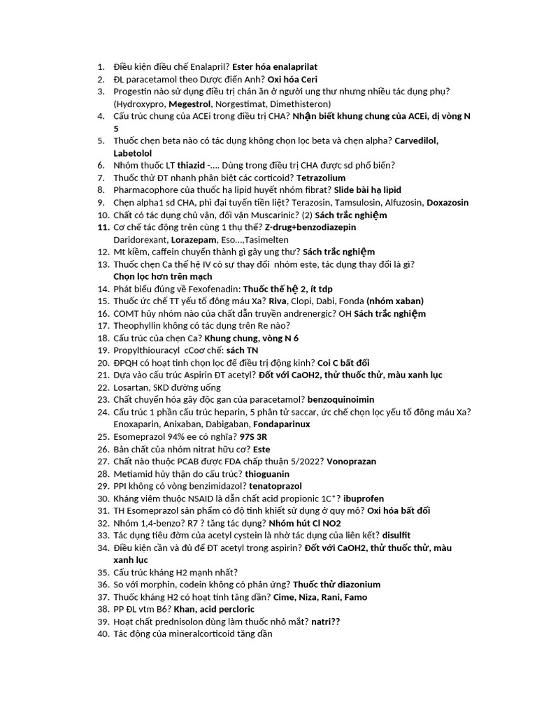 Hóa Dư C L1 D19 TN 1 | PDF | Drugs | Pharmacology