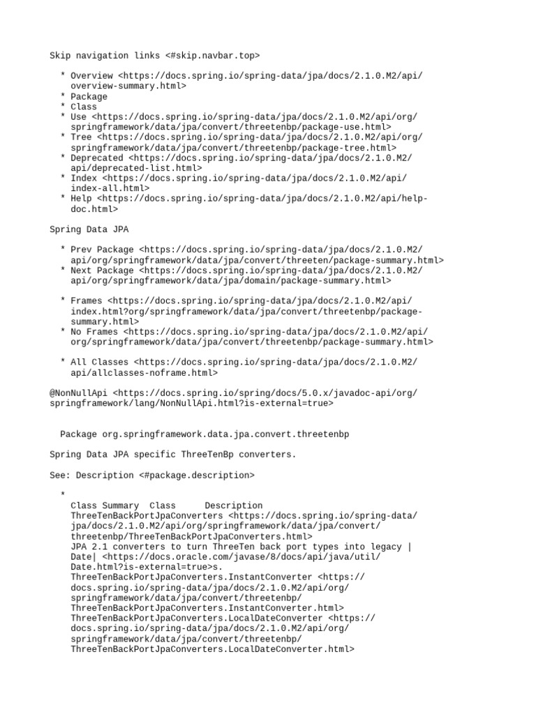 Org - Springframework.data - Jpa.convert - Threetenbp (Spring Data JPA 2.1.0.M2 API) | PDF