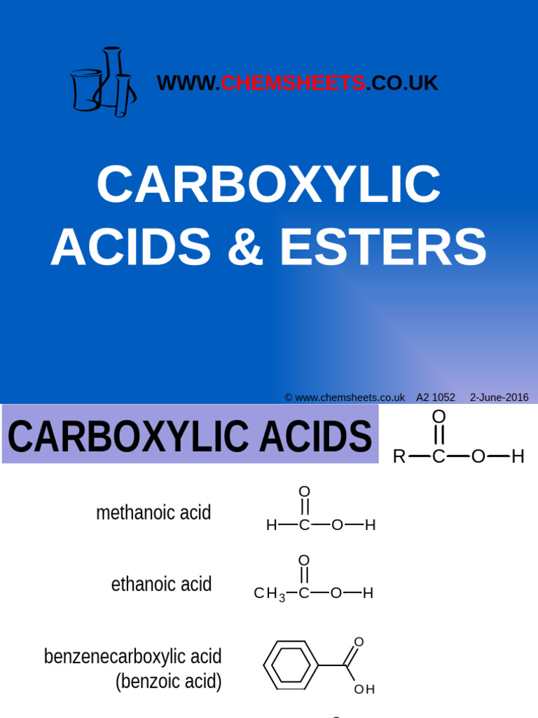 Chemsheets A2 1052 Carboxlic Acids and Esters | PDF