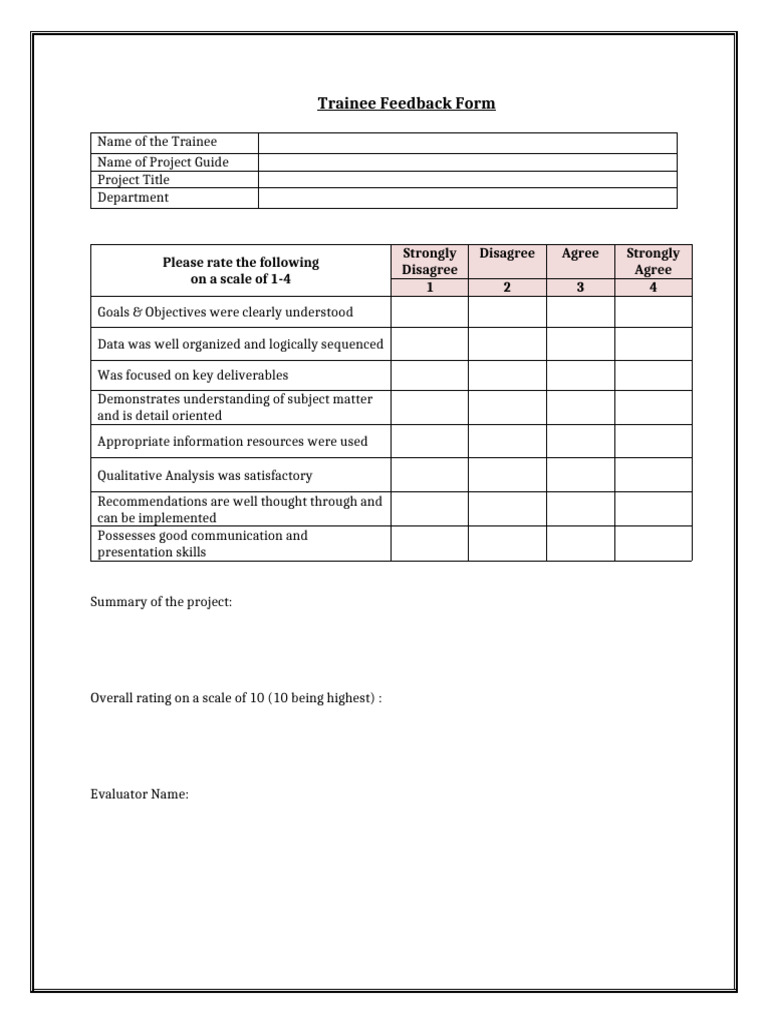 MT Feedback Form | PDF