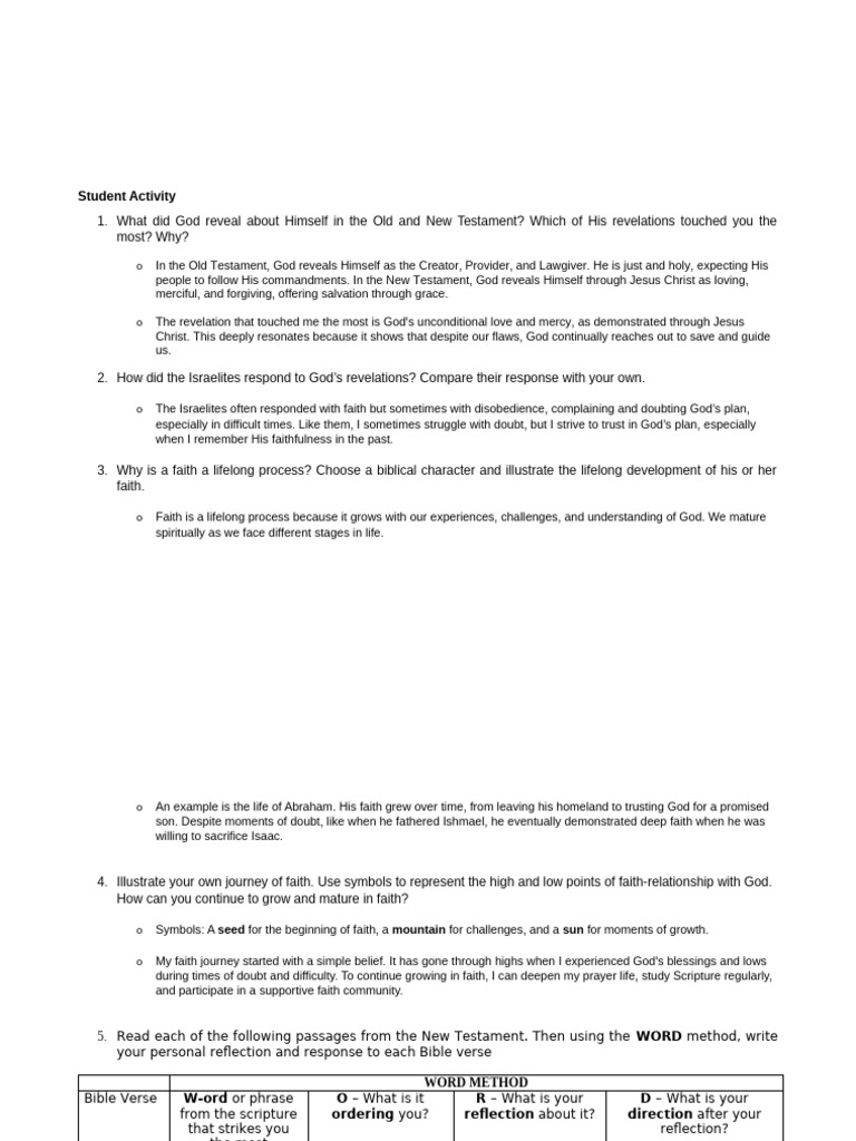 Theo 2 Activity 1 | PDF | Faith | Jesus