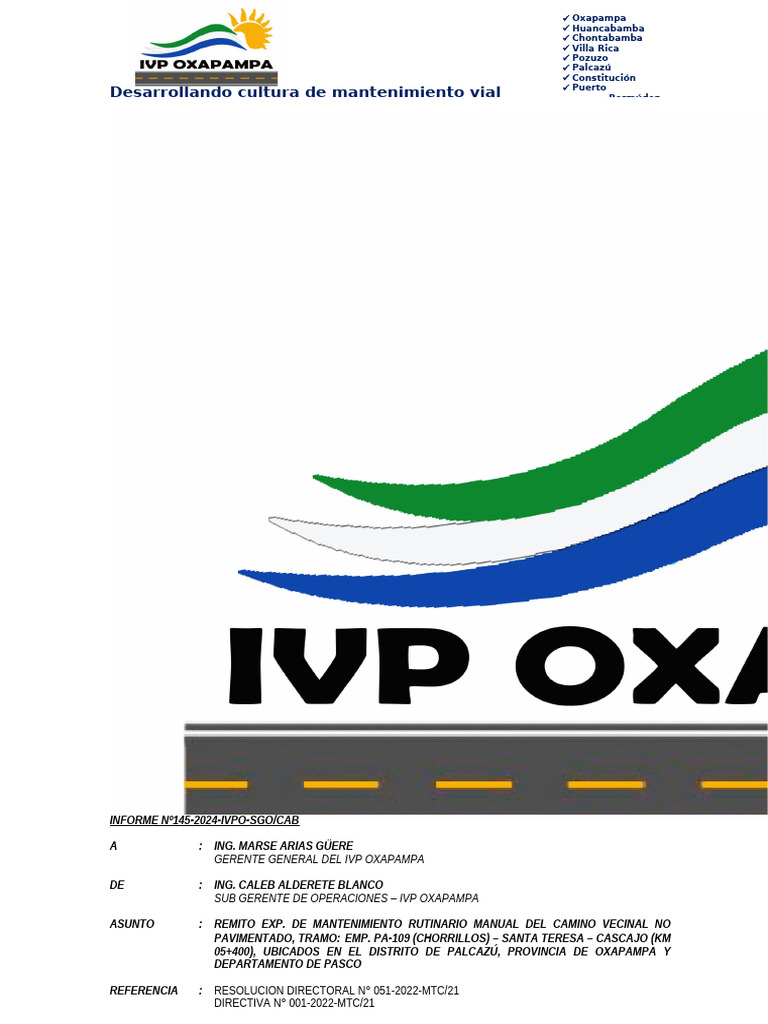 Informe #145-2024-Cab-Sgo - Remito Expediente de Mantenimiento | PDF