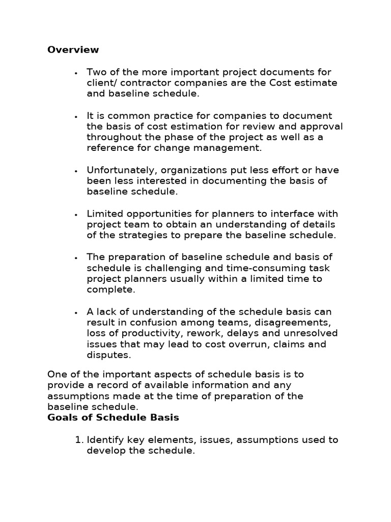 Basis of Schedule | PDF