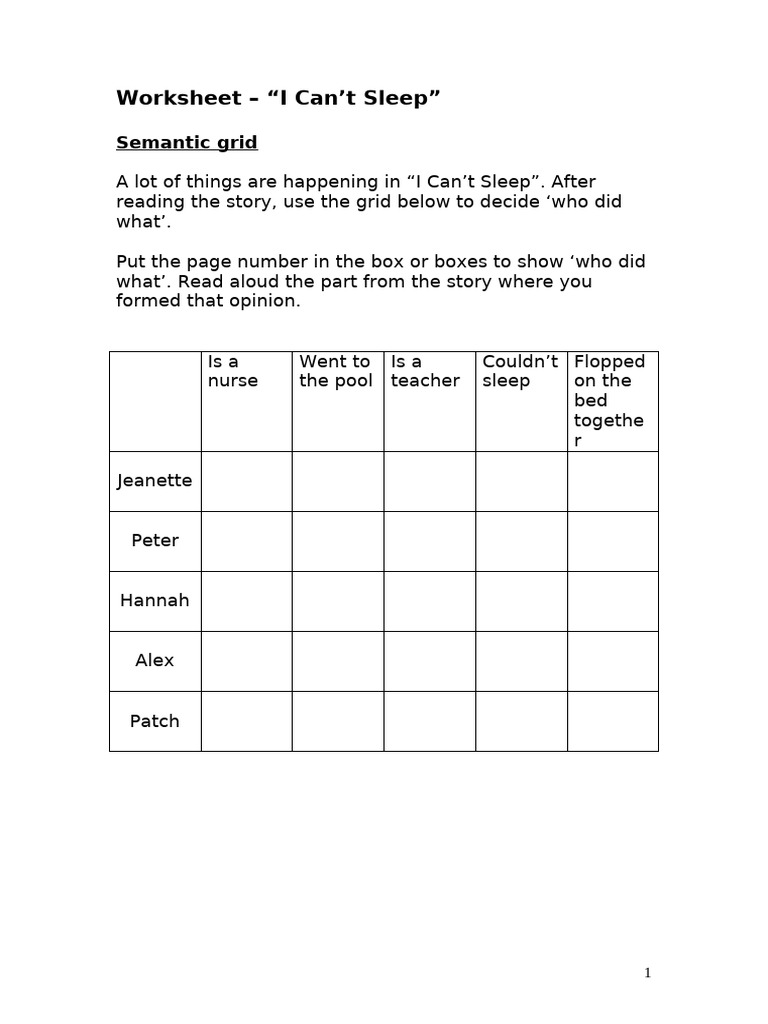 Worksheetcantsleep | PDF