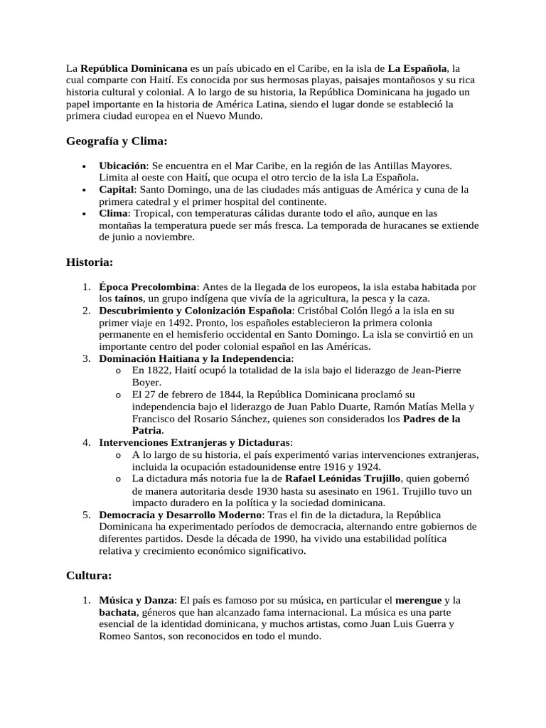 Historia y Cultura de la República Dominicana | PDF | República ...