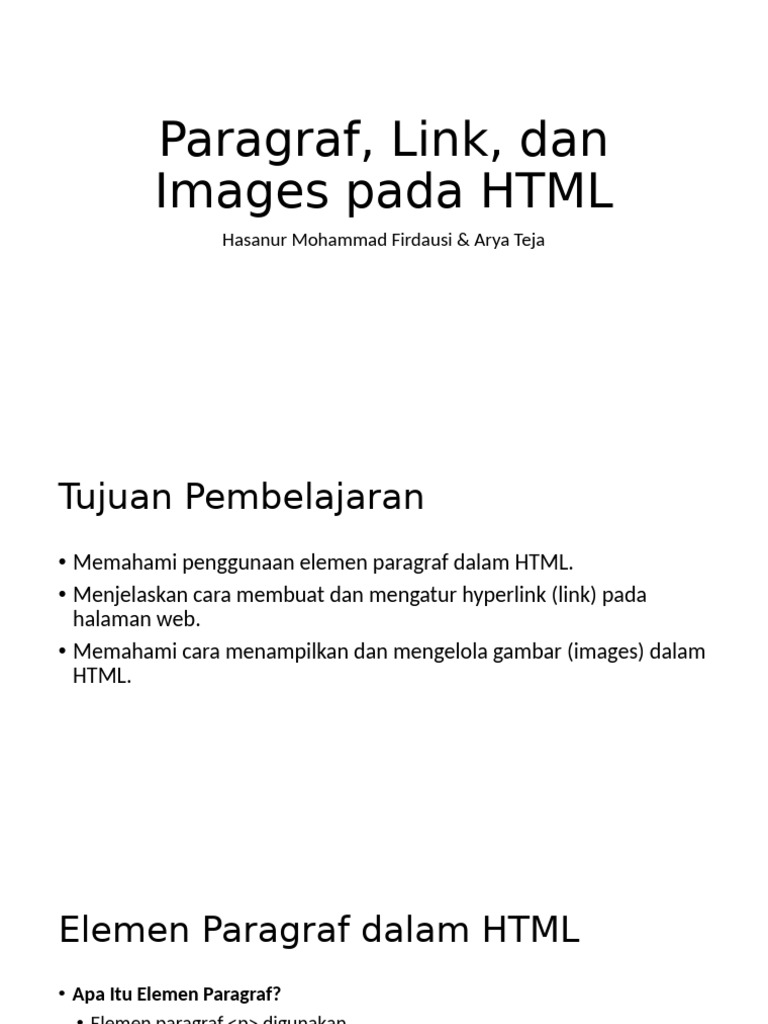 Paragraf, Link, Dan Images Pada HTML | PDF