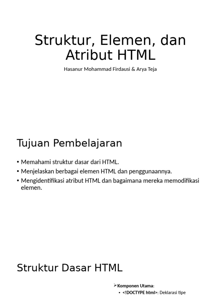 Struktur, Elemen, Dan Atribut HTML | PDF