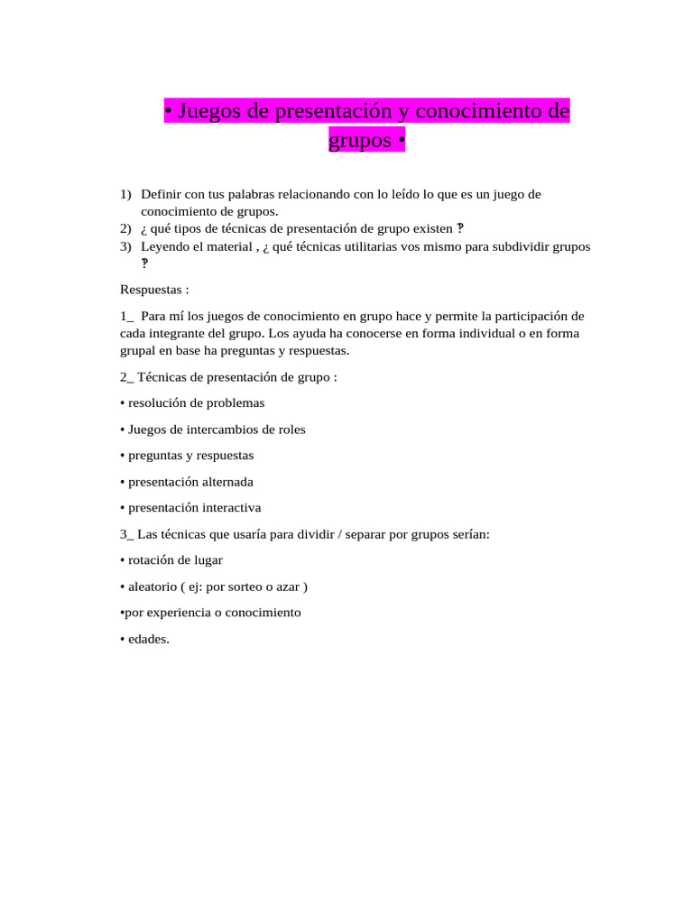 TP Ludica Presentación de Grupo | PDF