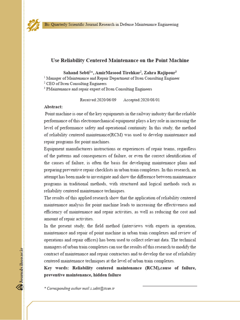 Use Reliability Centered Maintenance On | PDF