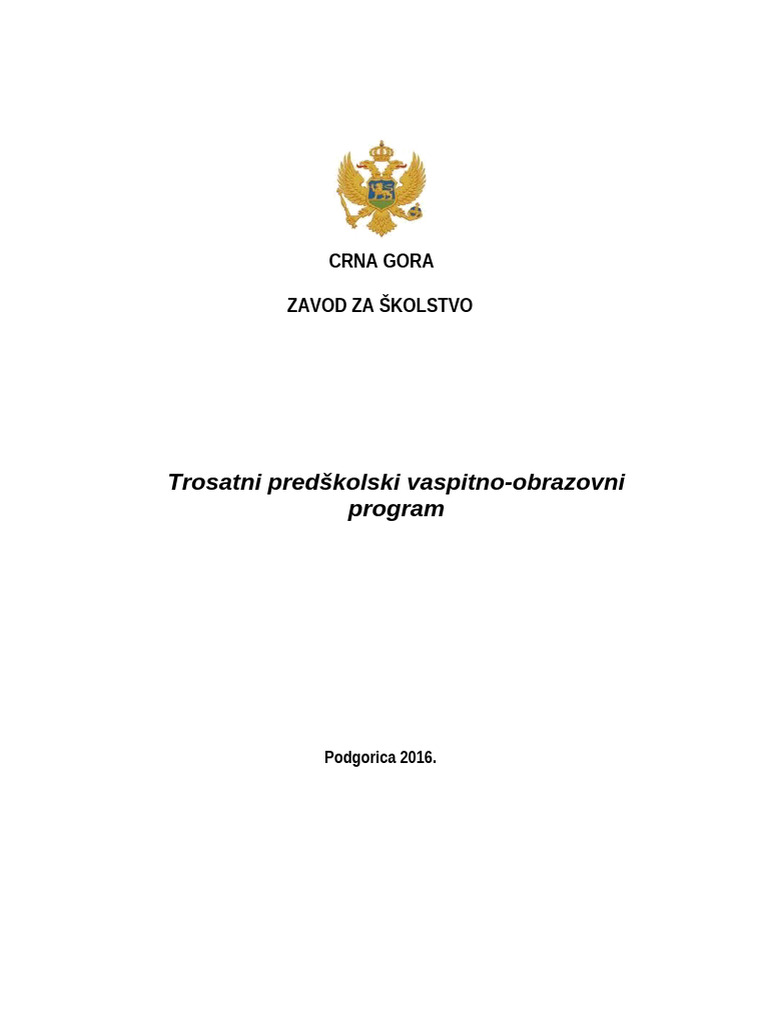 Trosatni Predskolski Vaspitno Obrazovni Program | PDF