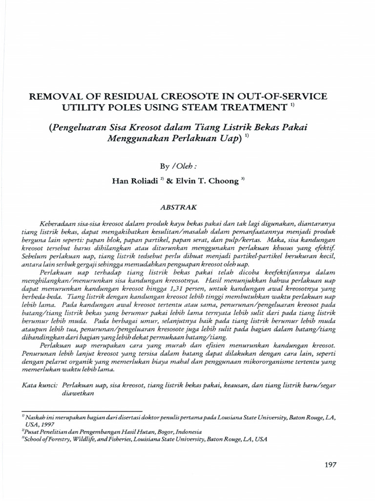 ID Pengeluaran Sisa Kreosot Dalam Tiang Lis | PDF