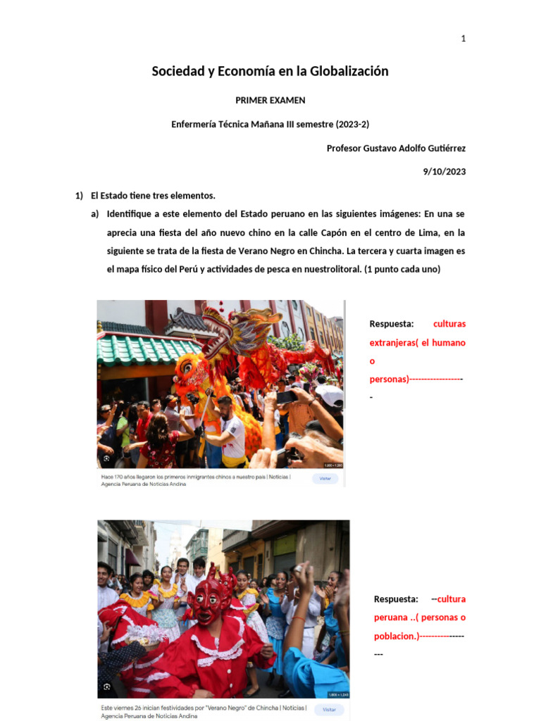 Examen de Sociedad y Economía ... Henry Anderson Quispe Soca | PDF