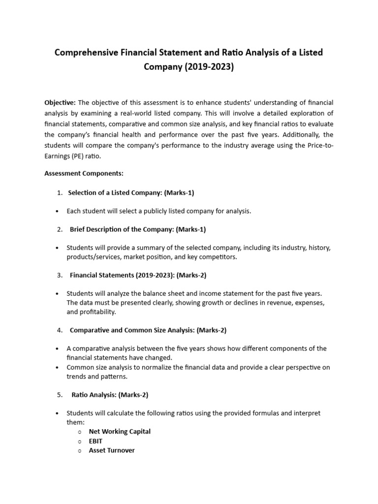 Comprehensive Financial Statement and Ratio Analysis of A Listed Company | PDF