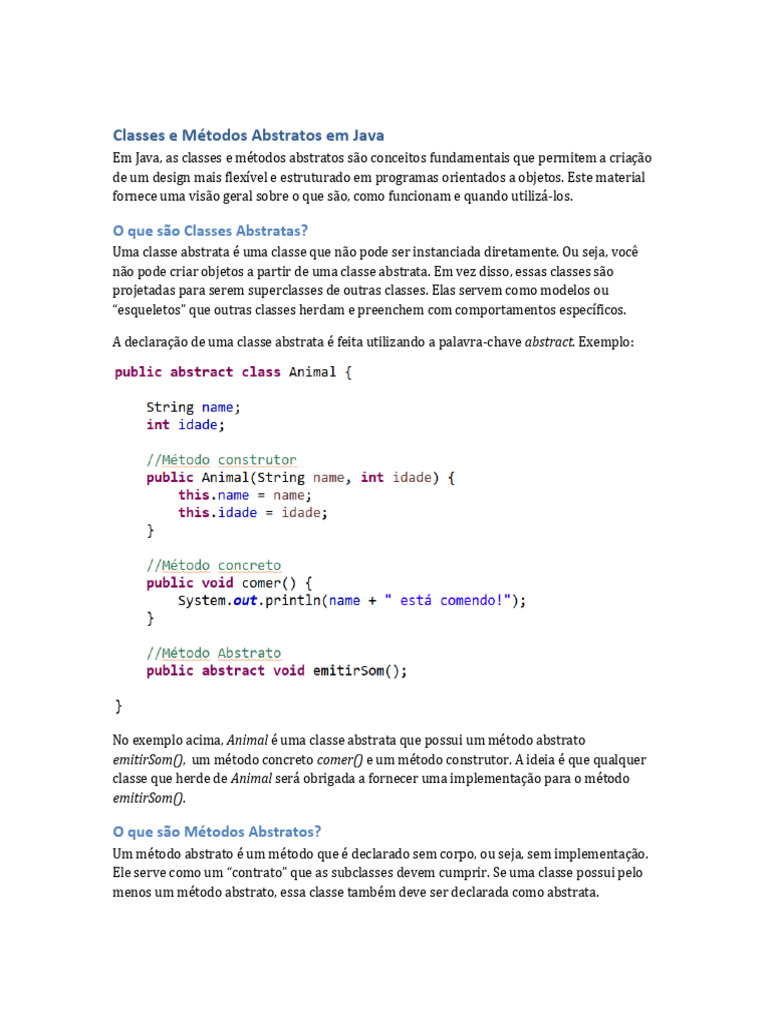Classes e Metodos Abstratos Java | PDF