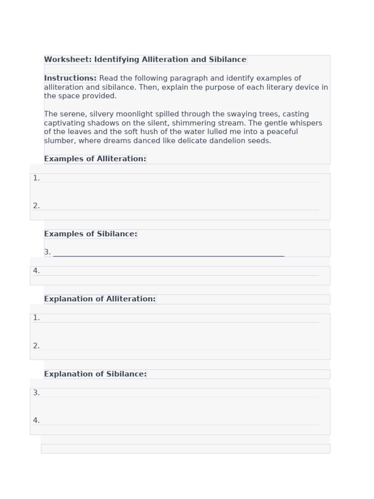 Alliteration and Sibilance | PDF