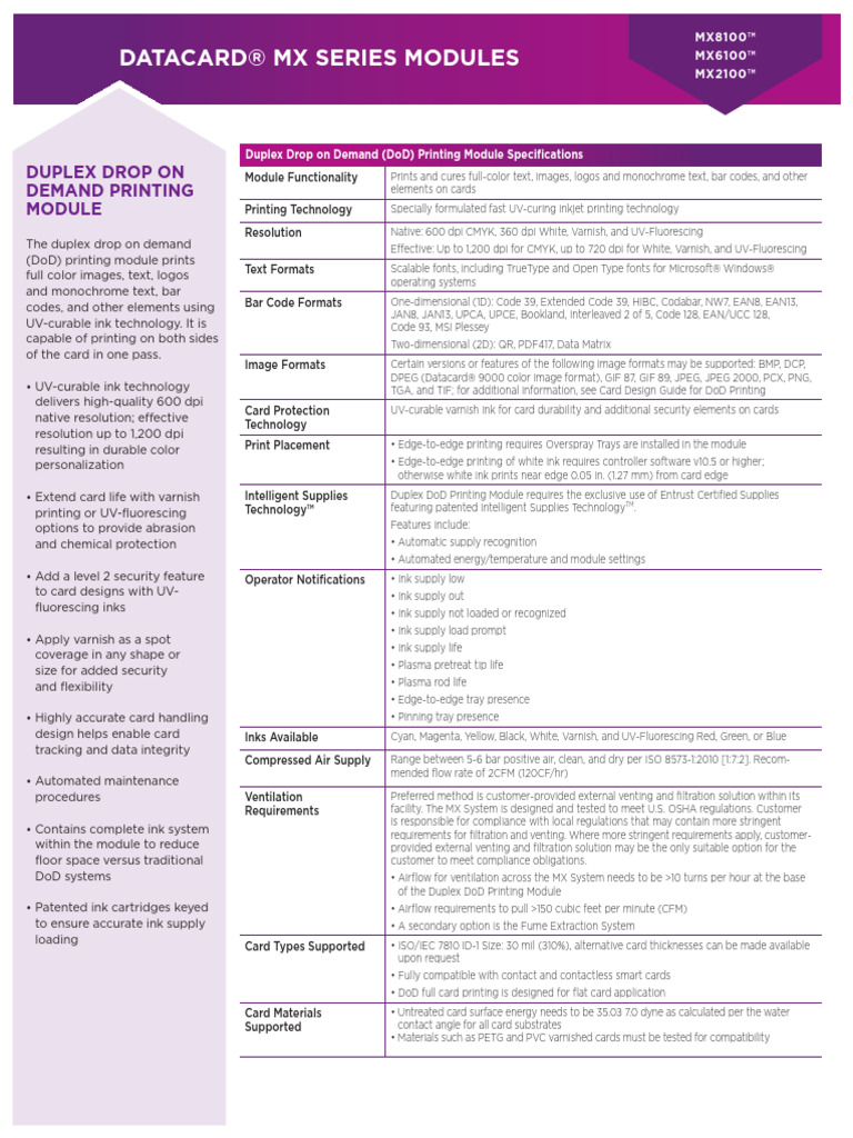 MX Series Duplex Drop On Demand Printing Module Datasheet | PDF