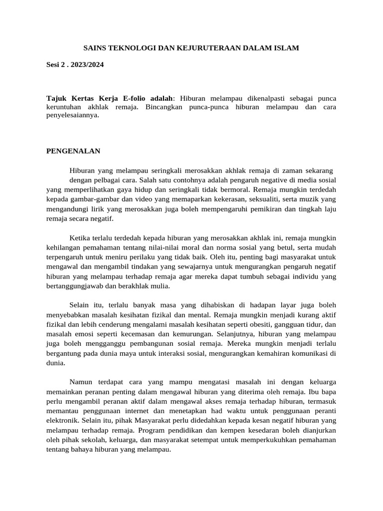 Efolio Hashim STK | PDF