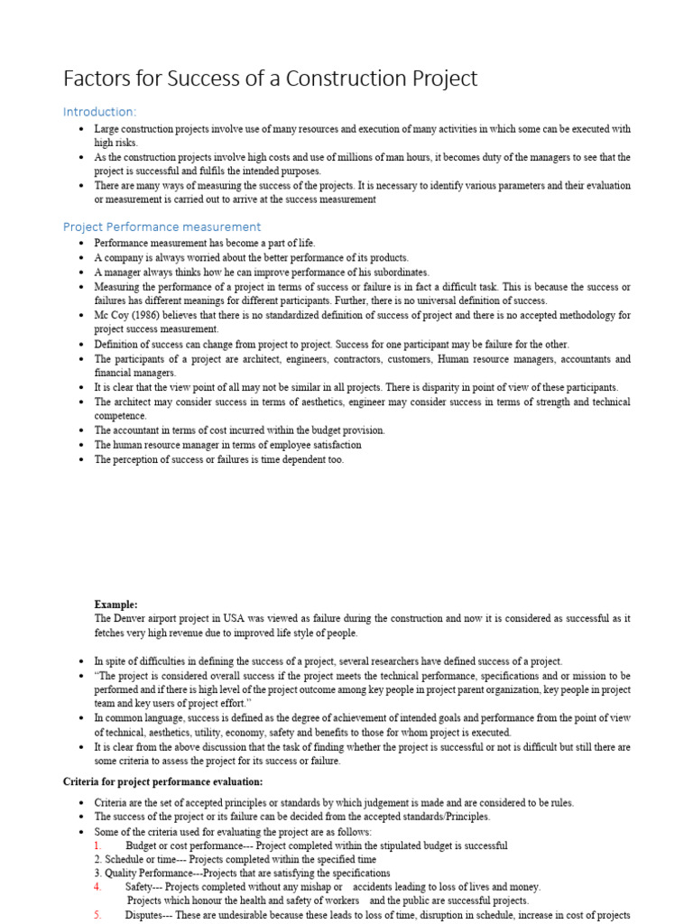 Construction Project Success Factors | PDF | Human Resources | Art