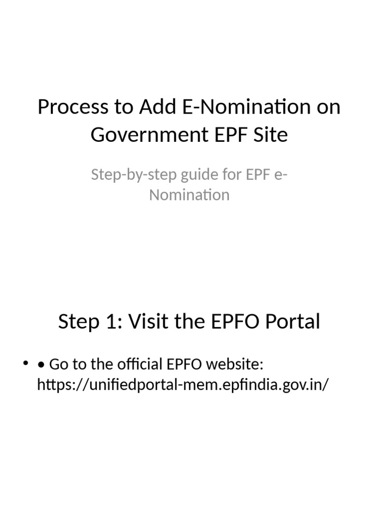EPF e Nomination Process | PDF