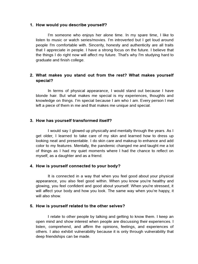 How Would You Describe Yourself? | PDF