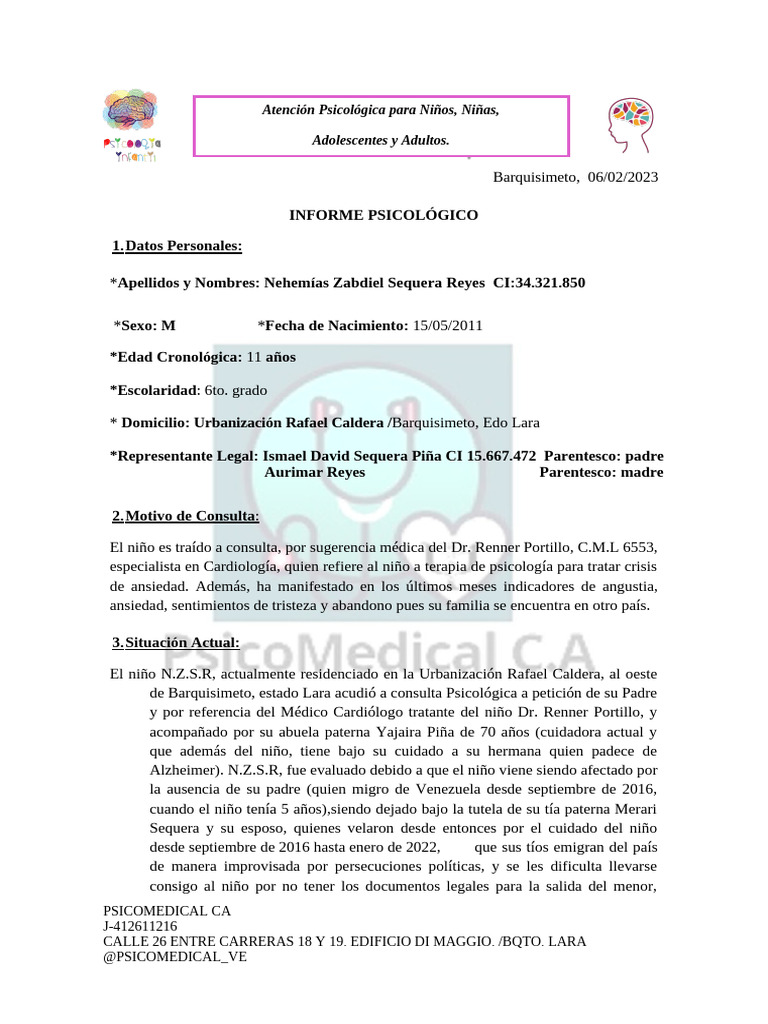 Informe Escolar Nehemias | PDF