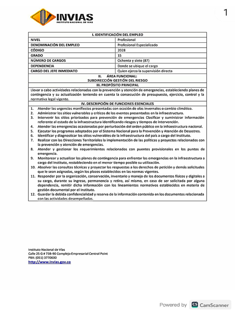 Manual de Funciones Invias Actualizado | PDF